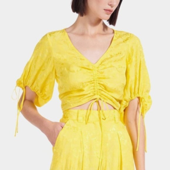 STAUD | Tops | Nwt Staud Bloom Top In Buttercup Yellow Floral Jacquard ...